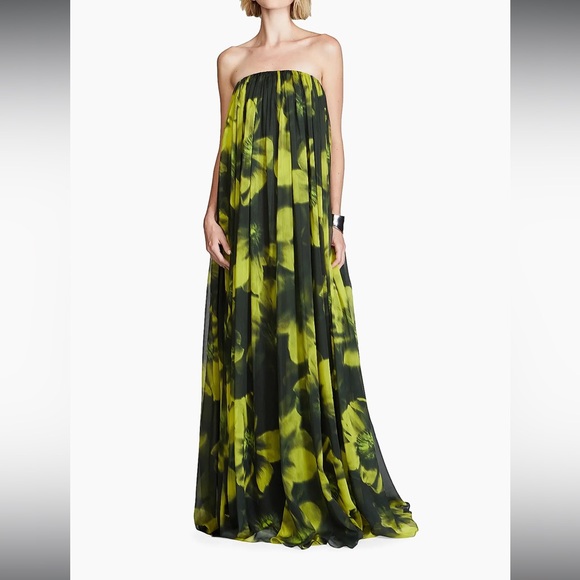 Halston Heritage | Dresses | Halston Claudette Strapless Floralprint ...